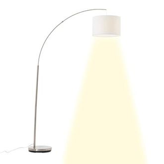Brilliant Lampe Clarie Bogenstandleuchte 1, 8m eisen/wei&szlig; | 1x A60, E27, geeignet f&uuml;r Normallampen (nicht enthalten) | Mit Fu&szlig;schalter