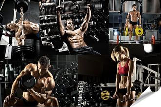 Islandburner Prime Bild Poster Krafttraining Collage Fitness Gym Bodybuilder Hanteln &Uuml;bungen Premium Bilder Fotodruck