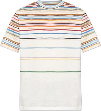 Paul Smith Homme, Tops, Beige, Taille: M T-Shirt Rayures Signature Peintes