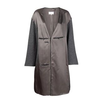 Maison Margiela Kleid mit kontrastierenden &Auml;rmeln und V-Ausschnitt - - Dresses - Damen - Grau - XS