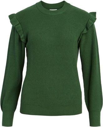 Object Damen Objmalena L/S Ruffle Noos Pullover, Artichoke Green, S EU