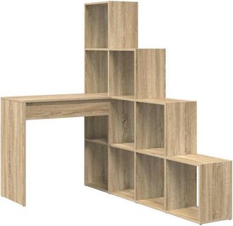 vidaXL Eckschreibtisch mit Regal Sonoma-Eiche 101,5 x 149,5 x 149,5 cm vidaXL