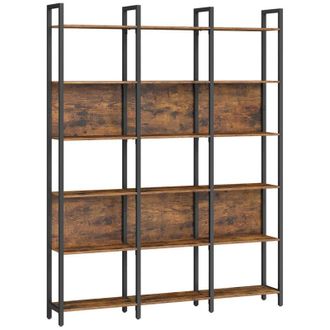 Vasagle Vasagle - Biblioth&egrave;que sur 6 Niveaux, &Eacute;tag&egrave;re de Rangement pour Cuisine, pour Bureau, Salon, Chambre, 24 x 128 x 187,1 cm, Style Industriel, Marron