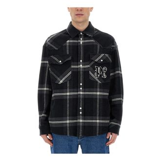 Palm Angels Monogram Check Overshirt - - Jackets - Herren - Grau - L