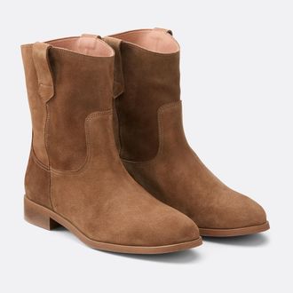 La Redoute Collections Boots En Cuir &Agrave; Talon Plat Eprit Western