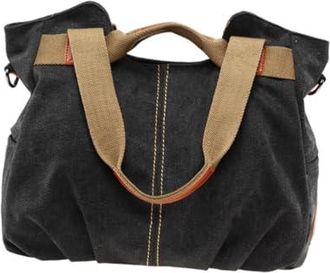 Garneck Sac Toile Noir Sac &agrave; Main Femme Et Bandouli&egrave;re Cabas Capacit&eacute; Spacieuse Pour Courses Et Voyages