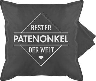 Shirtracer Kissenbezug - Kissen - Bester Patenonkel der Welt - 50 x 50 cm - Grau - Geschenk Geschenke für die Paten Pate Weihnachten Patenonkel+Geschenk