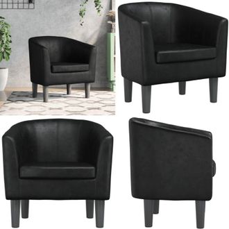 vidaXL Clubsessel Schwarz Kunstleder - Moderner Sessel - Lounge Chair - Ecksofa - Wohnraum Dekoration - Schwarzes Sofa - Home & Living