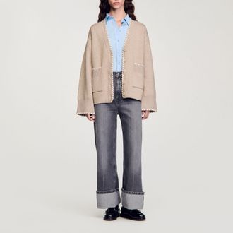 Sandro Cardigan &agrave; liser&eacute; contrast&eacute;