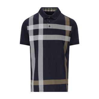 Barbour Homme, Tops, Bleu, Taille: XL Polo Navy avec Motif &Eacute;cossais