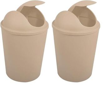 MSV M&uuml;lleimer AKO 5,5l mit beigem Klappdeckel, 5,5 L (Packung mit 2)