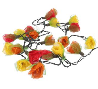 Guru Shop Bl&uuml;ten LED Lichterkette - 20 Stk Rose Rot/gelb/orange, 6x350x6 cm