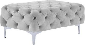 Vente-Unique Vente-unique - Pouf chesterfield en velours gris clair edwina