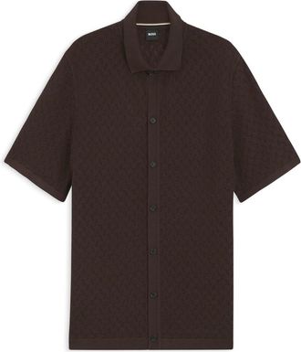 HUGO BOSS Kurzarm-Strickhemd aus Baumwolle in