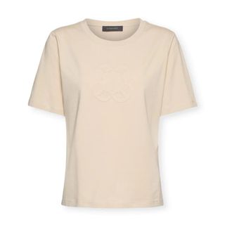Elena Miro Monogramm-T-Shirt mit Pr&auml;gung - - Tops - Damen - Beige - S