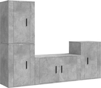 vidaXL 4-tlg. TV-Schrank-Set Betongrau Holzwerkstoff Vidaxl