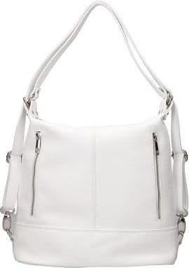 Gave Lux Sac à bandoulière convertible en sac à dos pour femme en cuir véritable Made in Italy 23 x 31 x 14 cm, Blanc, Taille unique