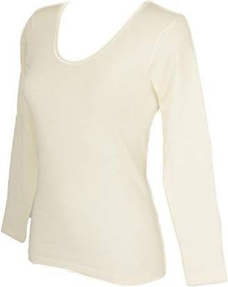 Ragno T-Shirt Femme Caraco Maillot Manches Longues 85% Laine m&eacute;rinos et 15% Soie Article 074029, 002 Bianco Lana, M