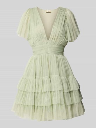 Lace & Beads Cocktailkleid im Stufen-Look mit V-Ausschnitt