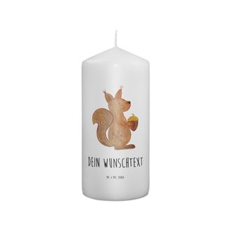 Mr. & Mrs. Panda Personalisierte Kerze Eichhörnchen Weihnachten 15 x 7 cm - Geschenke, Bienenwachskerze Mit Wunschname, Duftkerze Namen, Osterkerze, Vogel, Frohe, Weih