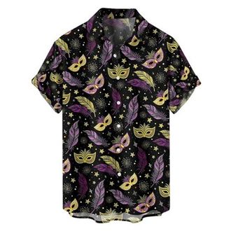 Generic Chemise hawa&iuml;enne amusante &agrave; manches courtes et boutonn&eacute;e pour homme - Style d&eacute;contract&eacute; - Pour la plage et l&eacute;t&eacute;, b-noir, XXL
