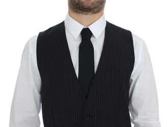 Dolce & Gabbana Mens Gray Stretch Formal Dress Vest Gilet Wool