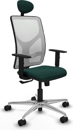 Piqueras y Crespo B&uuml;rostuhl mit hoher R&uuml;ckenlehne, mit 1D-Armlehnen, h&ouml;henverstellbarer Lendenwirbelst&uuml;tze und festem Kopfteil, ausgestattet mit 3 Positionen, Wei&szlig; / Fl