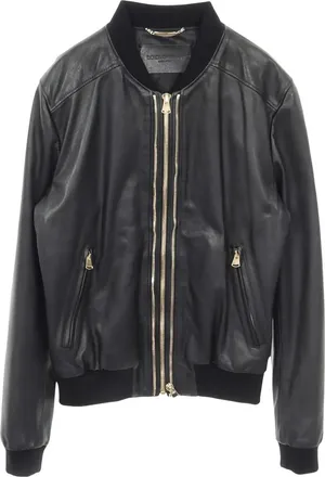 Dolce & Gabbana veste zippée en cuir - Noir