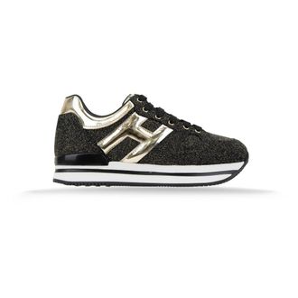 Hogan Glitzer Leder Schn&uuml;rsneaker f&uuml;r Frauen - - Shoes - Damen - Schwarzk - 34 EU