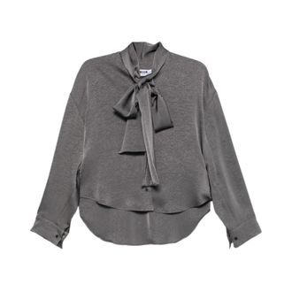 Msgm Crinkled Bow Collar Blouse - - Blouses & Shirts - Damen - Grau - M