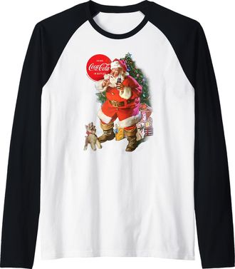 Coca Cola Ware Christmas Santa Claus Puppy Raglan