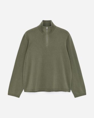 Arket Strickpullover Mit Kurzem Rei&szlig;verschluss -Gr&uuml;n