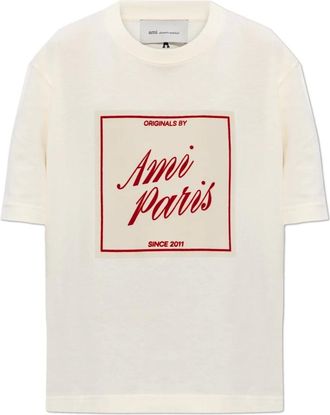 Ami Femme, Tops, Beige, Taille: 38 FR T-Shirt Imprim&eacute;