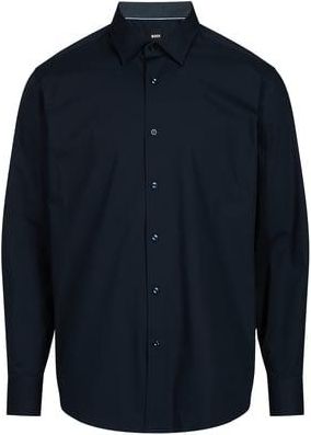 HUGO BOSS Chemise droite unie en coton m&eacute;lang&eacute;
