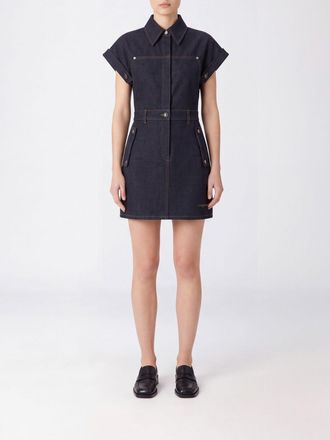 Givenchy Slim Fit Mini-Chemisier-Kleid von aus Baumwolldenim mit gesticktem Logo