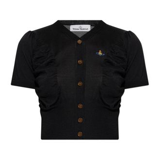 Vivienne Westwood Woll-Rollkragen-Cardigan mit kurzen &Auml;rmeln - - Knitwear - Damen - Schwarzk - S