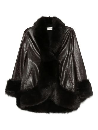 Nour Hammour manteau Sabine bordé de fourrure - Noir