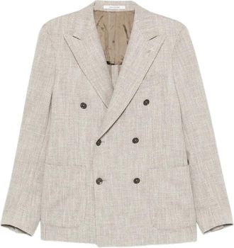Tagliatore Homme, Costumes, Beige, Taille: M Herringbone Double-Breasted Jacket