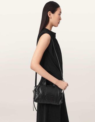 AllSaints Ares - Sac bandouli&egrave;re compact - Noir/argent&eacute;-Multi