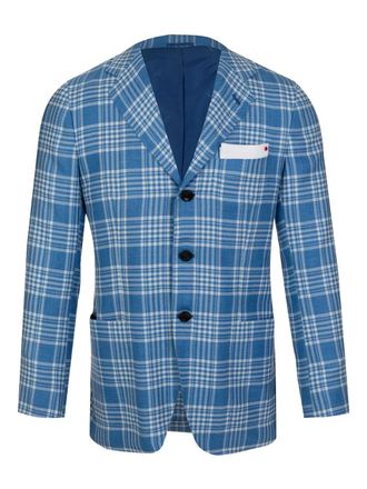Kiton blazer &agrave; carreaux - Bleu