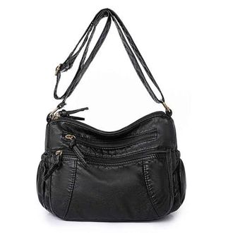 Generic Sac &agrave; bandouli&egrave;re en cuir d&eacute;lav&eacute; pour femme, sac &agrave; bandouli&egrave;re tendance, grande capacit&eacute;, sac &agrave; d&eacute;jeuner carr&eacute; en polyur&eacute;thane, sac &agrave; d&eacute;jeuner avec ba