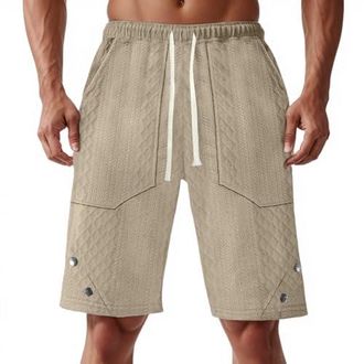 Generic Short d&eacute;t&eacute; pour homme - Couleur unie - Jacquard d&eacute;contract&eacute; - Respirant - Coupe ajust&eacute;e, kaki, 3XL
