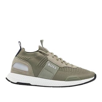 HUGO BOSS Herren Sneaker Titanium, Wildleder-Panel (Dunkelgrün)