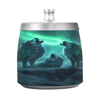 Mnsruu Drei W&ouml;lfe Aschenbecher mit Deckel Outdoor Aschenbecher Sets f&uuml;r Zigaretten Terrasse Edelstahl Winddicht