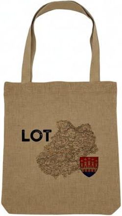 Fabulous Sac Shopping Tote Bag Aspect Lin - Lot 46 D&eacute;partement Cahors Carte Ancienne Rare Occitanie - Sac de Courses Toile Epaisse 360g Beige Naturel Cabas Por