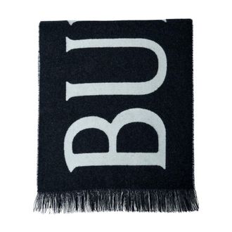 Burberry Homme, Accessoires, Noir, Taille: ONE Size Écharpe en Laine avec Logo
