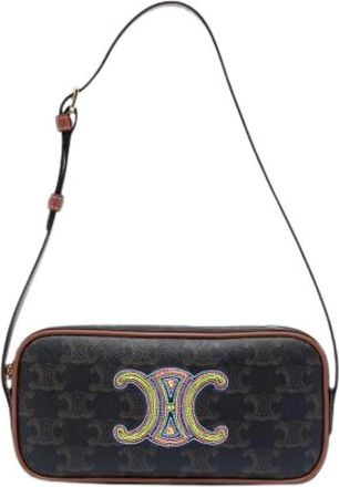 Celine Sac bandouli&egrave;re vintage doccasion en toile - Femme - Pre-owned - Brun - Taille: ONE Size