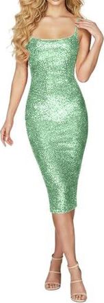 Generic 2026 Robes minceur et Shine Slim Fit Midi Robe de soir&eacute;e &eacute;l&eacute;gante sans manches &agrave; paillettes pour, GN2., XXL