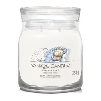 Yankee Candle Company Signature Medium Jar Soft Blanket Duftkerze im Glas, aus einer Sojawachs-Mischung hergestellt, Duftrichtung: Soft Blanket, Inhalt: 368g, 5901701387