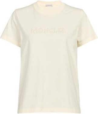 Moncler T-shirt uni &agrave; logo brod&eacute; en coton
